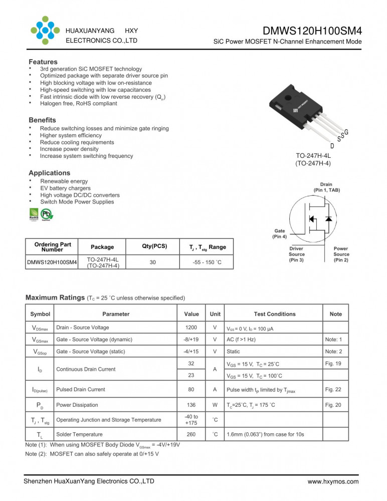 DMWS120H100SM4-HXY datasheet page 1