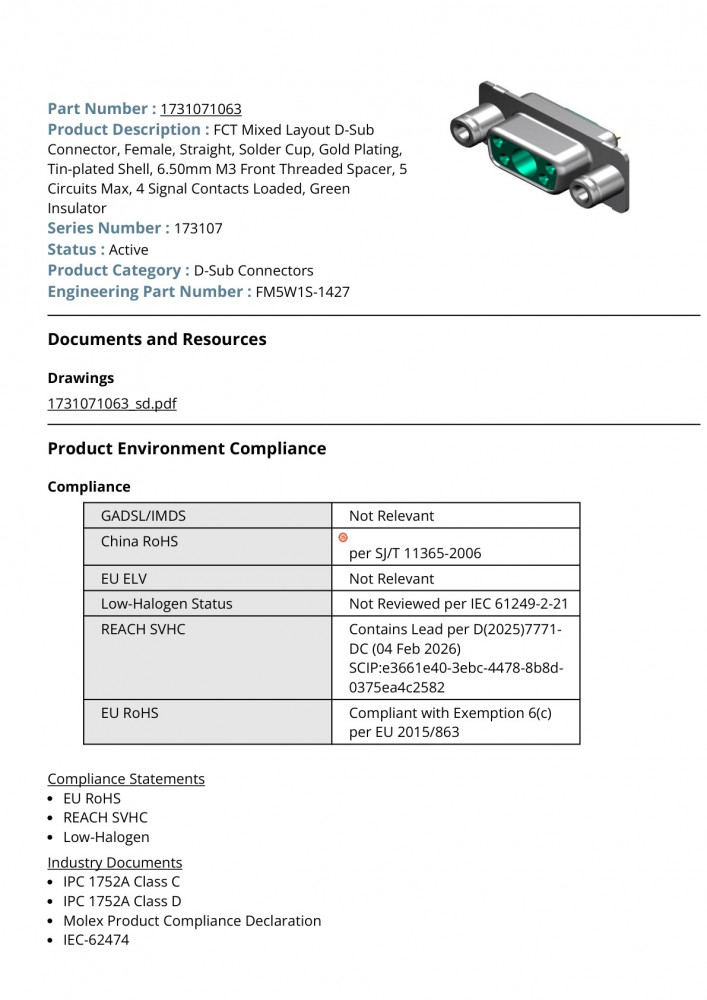 MOLEX 1731071063 drawing preview, page 1