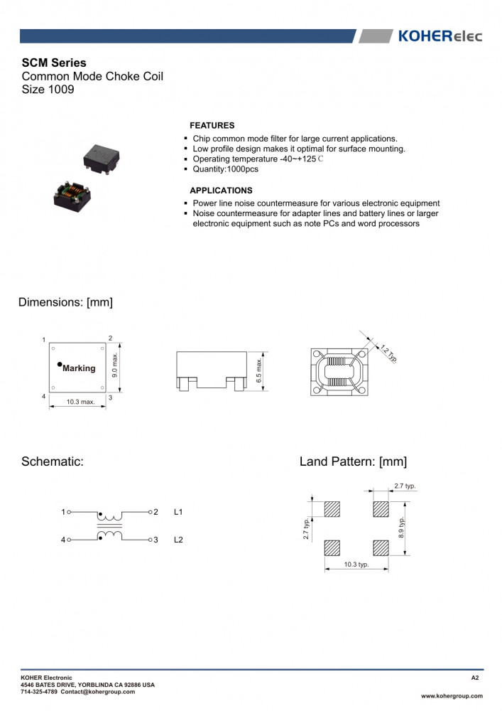 SCM1009-090Y technical datasheet page 1