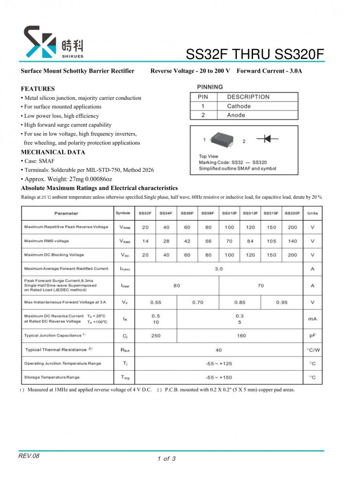 SS32F datasheet page 1