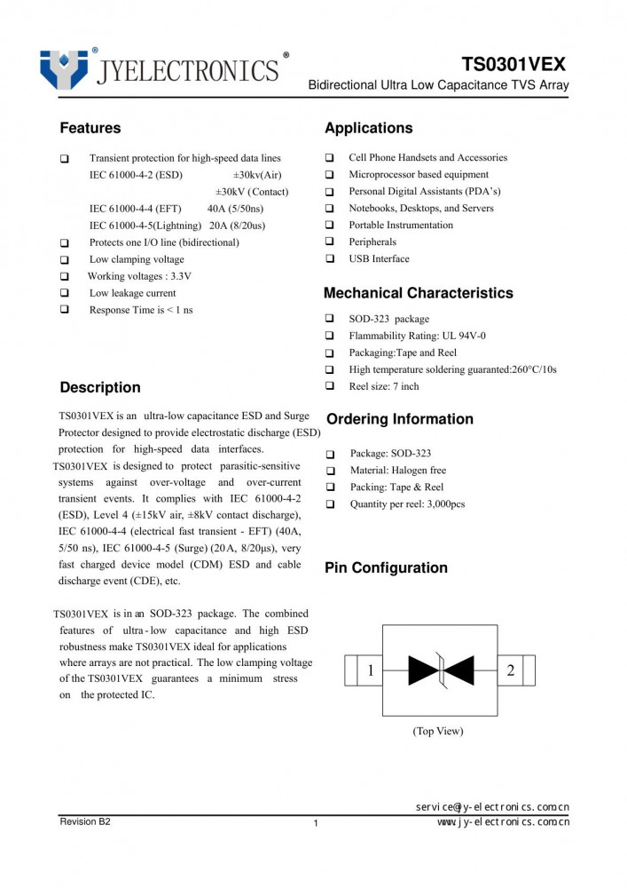 TS0301VEX datasheet page 1