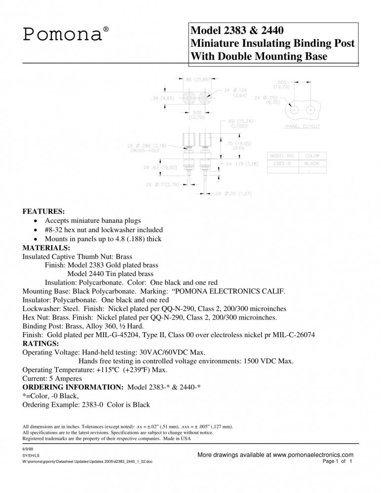 JRH Electronics 2383 series product document image
