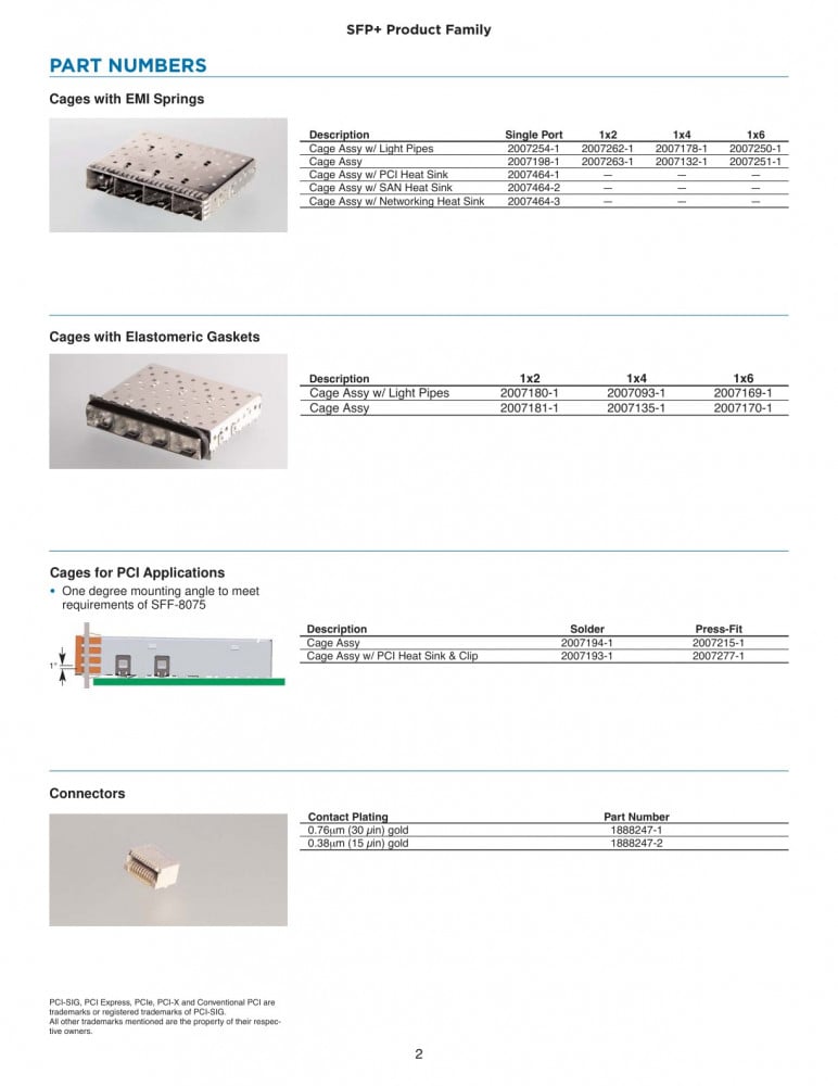 TE Connectivity SFP+ product document page 2