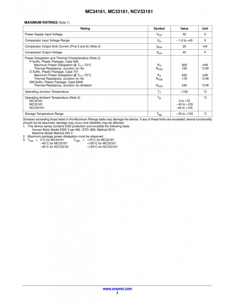 MC33161 datasheet page 2