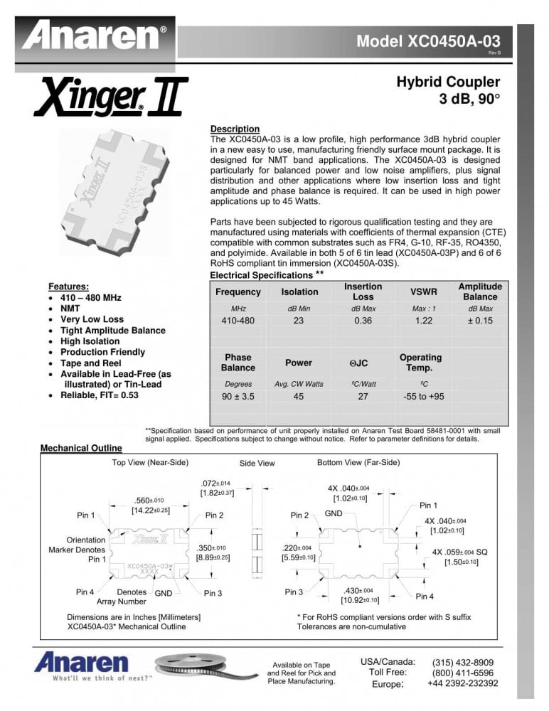 XC0450A-03S datasheet page 1