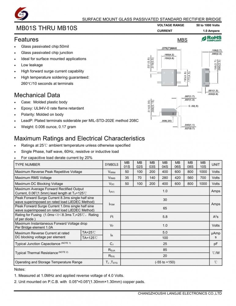 MB10S datasheet page 1