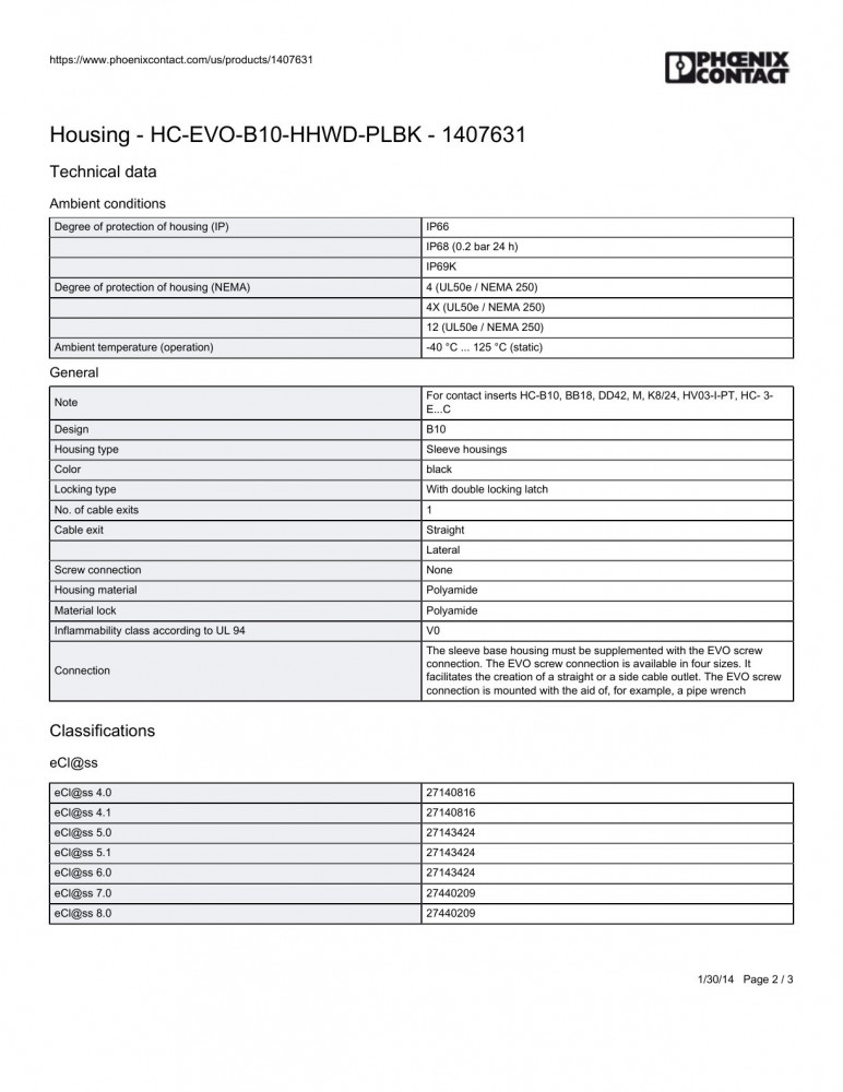 Phoenix Contact 1407631 product documentation page 2