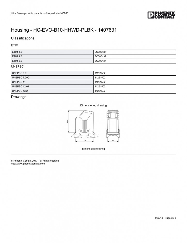 Phoenix Contact 1407631 dimensioned drawing