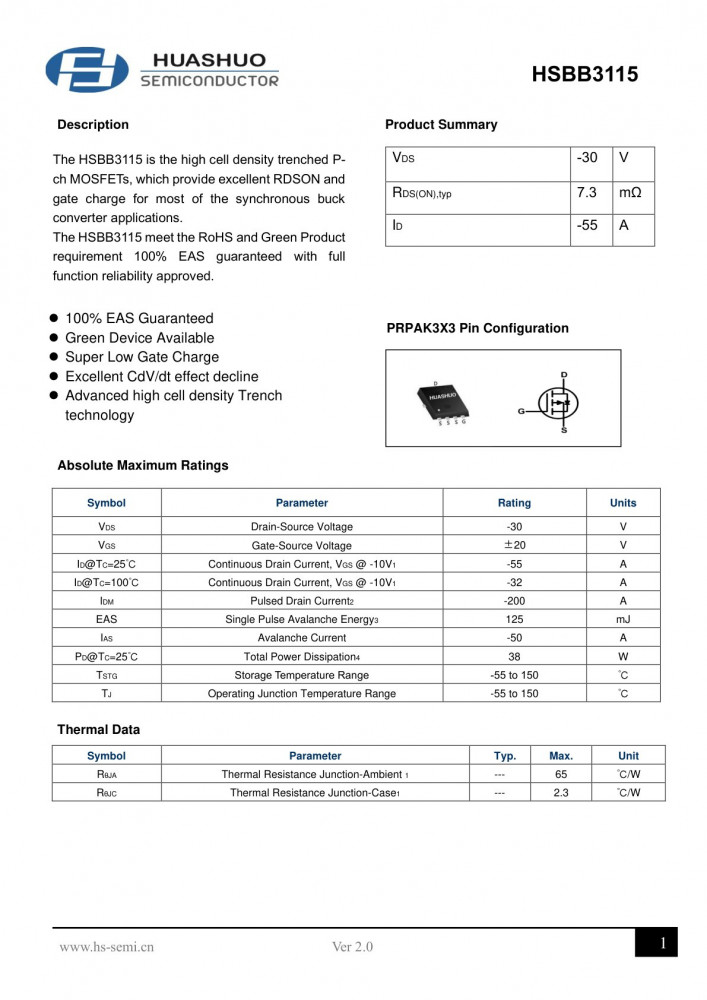 HSBB3115 datasheet page 1