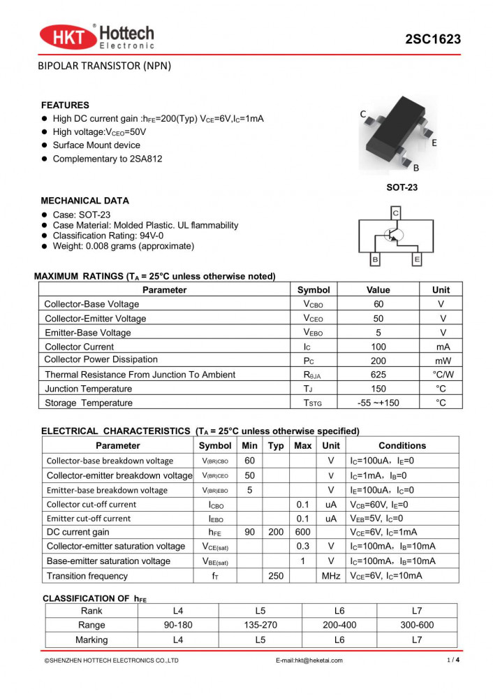 2SC1623 L7 datasheet page 1