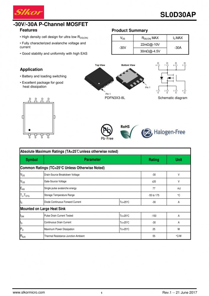 SL0D30AP datasheet page 1