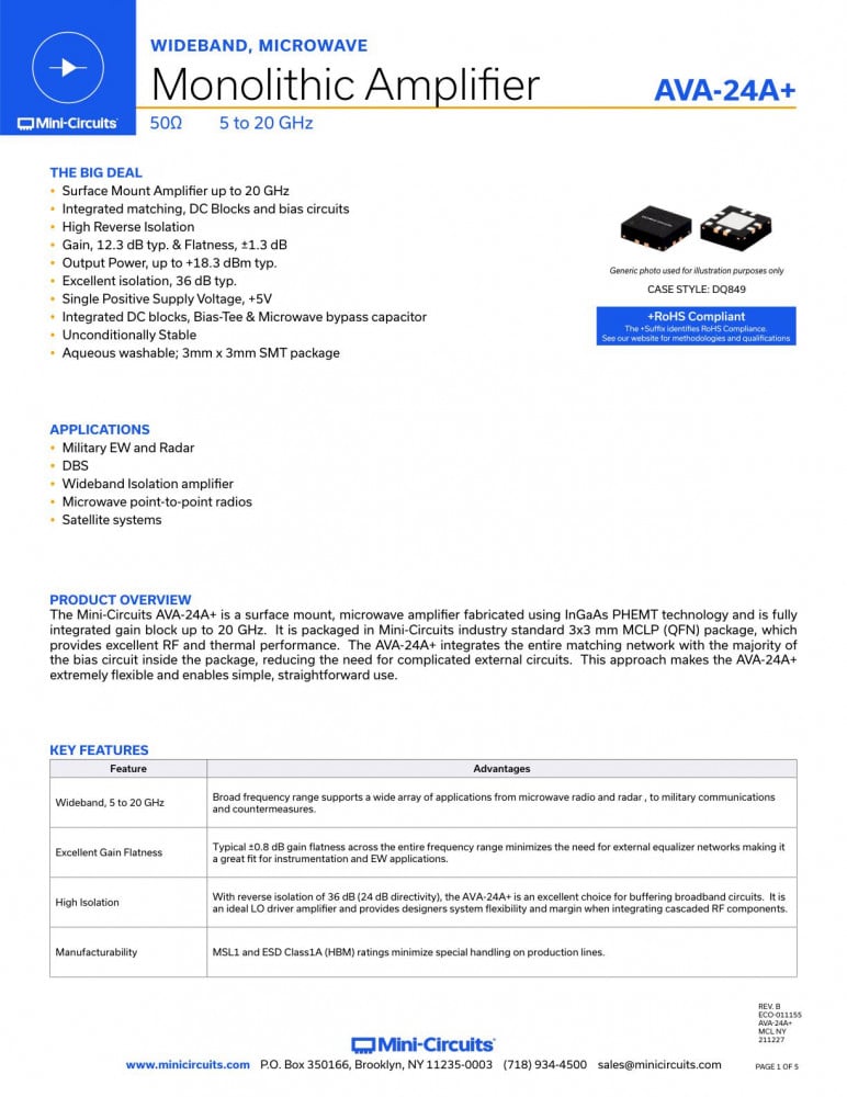 AVA-24A+ datasheet page 1