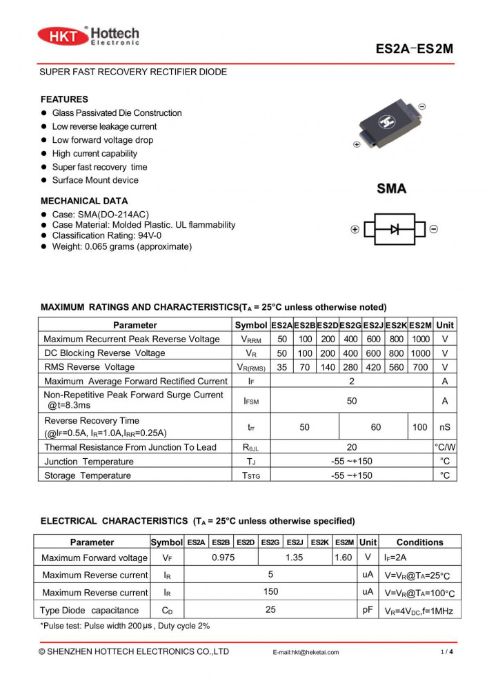 ES2JA datasheet page 1
