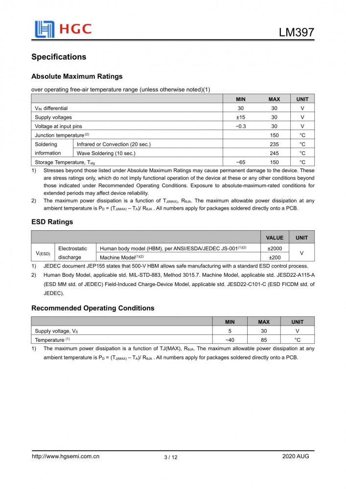 LM397DBVRG datasheet page 3