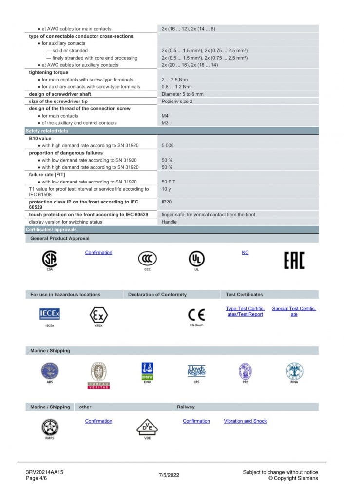 3RV20214AA15 technical document page 4