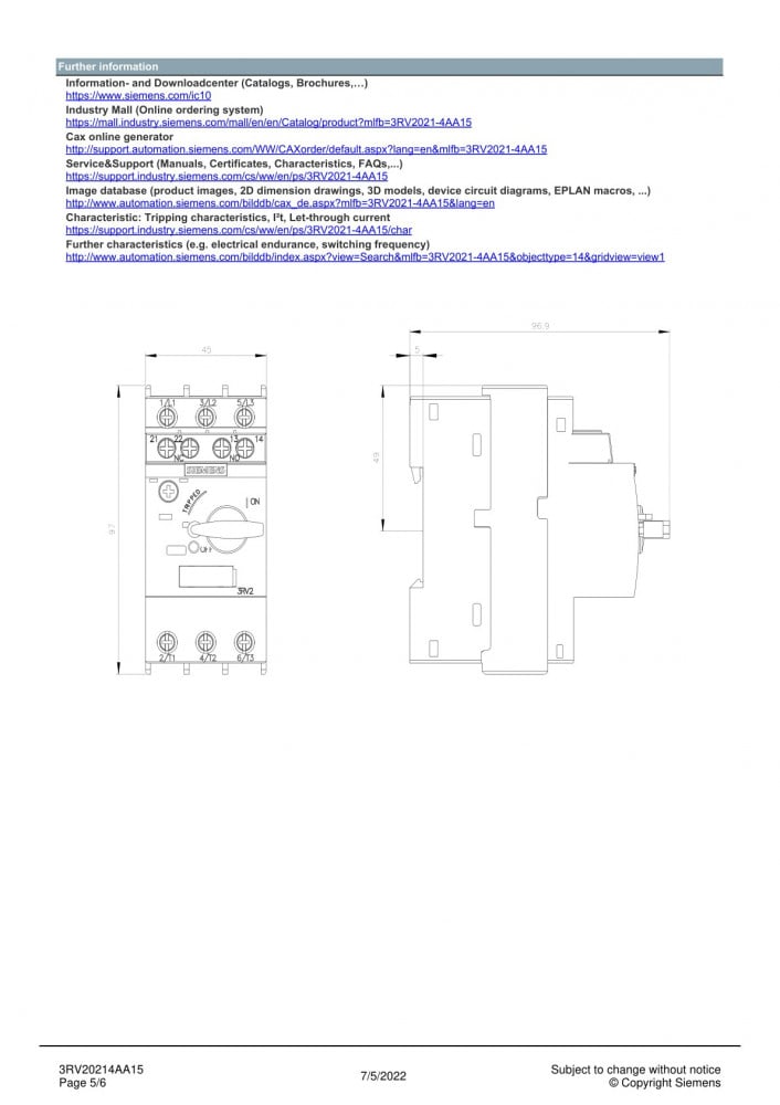 3RV20214AA15 technical document page 5