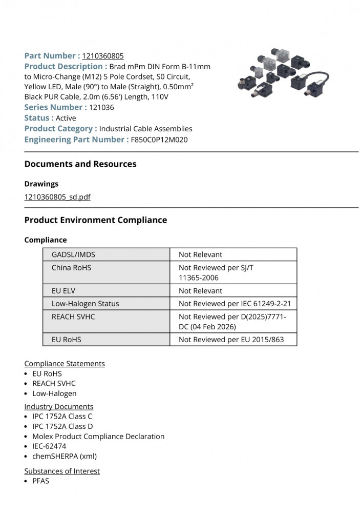Molex technical drawing page 1