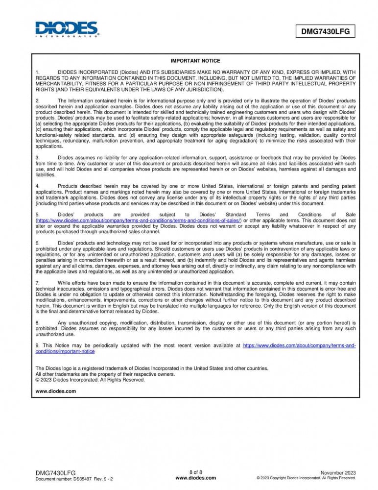 DMG7430LFG-7 datasheet page 8