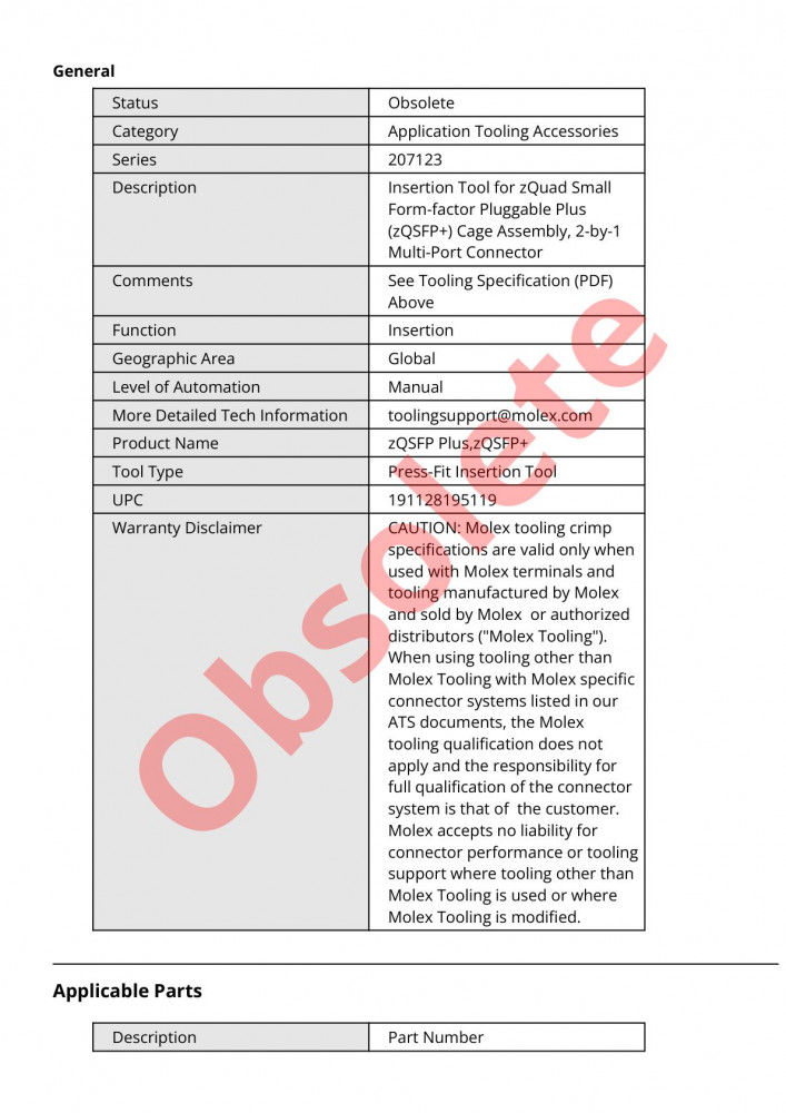 Tooling specification page 2 for MOLEX 622030630