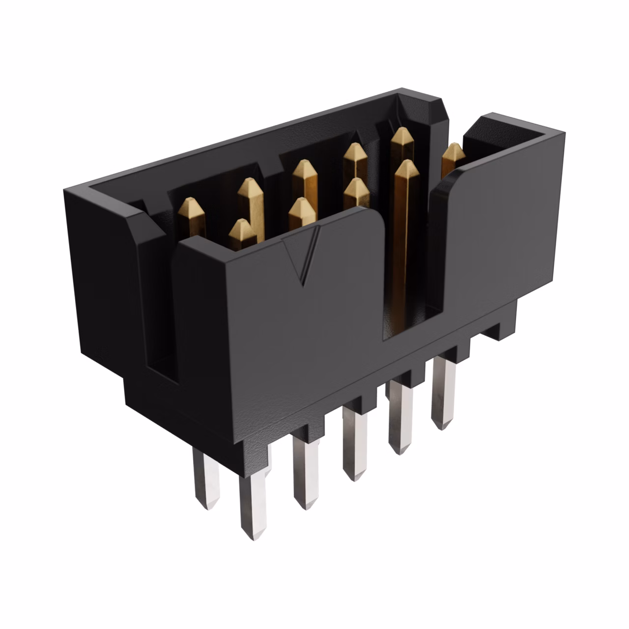 2.00mm Pitch, Milli-Grid PCB Header, Dual Row, Vertical, Through Hole, Shrouded, 10 Circuits, 0.05µm Gold (Au) Plating, 2.50mm Tail Length, Dual Side Slots, Center Polarization, Tube