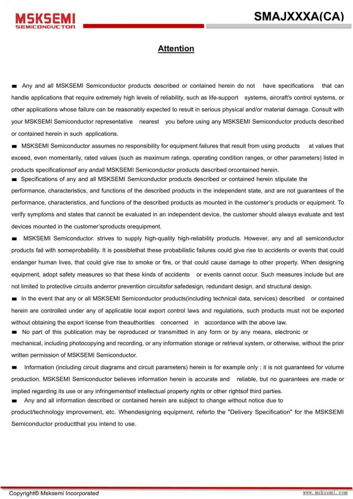 MSKSEMI SMAJ series datasheet page 8