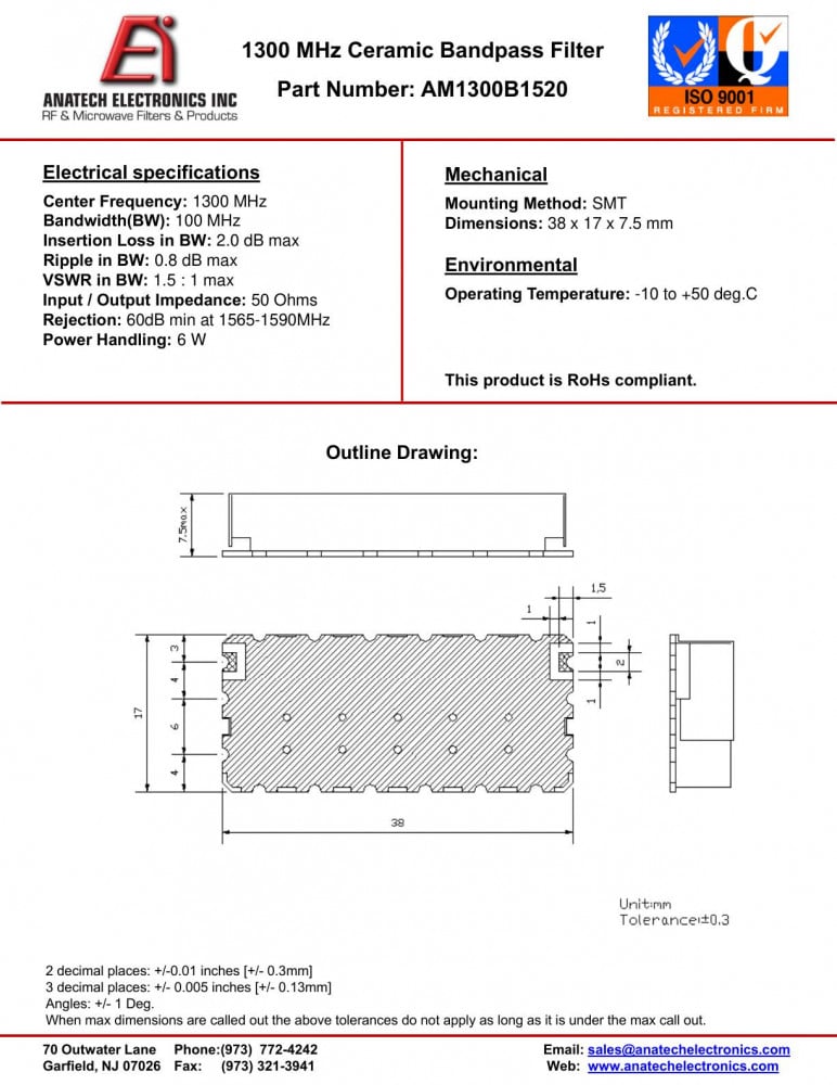 AM1300B1520 technical document page 1