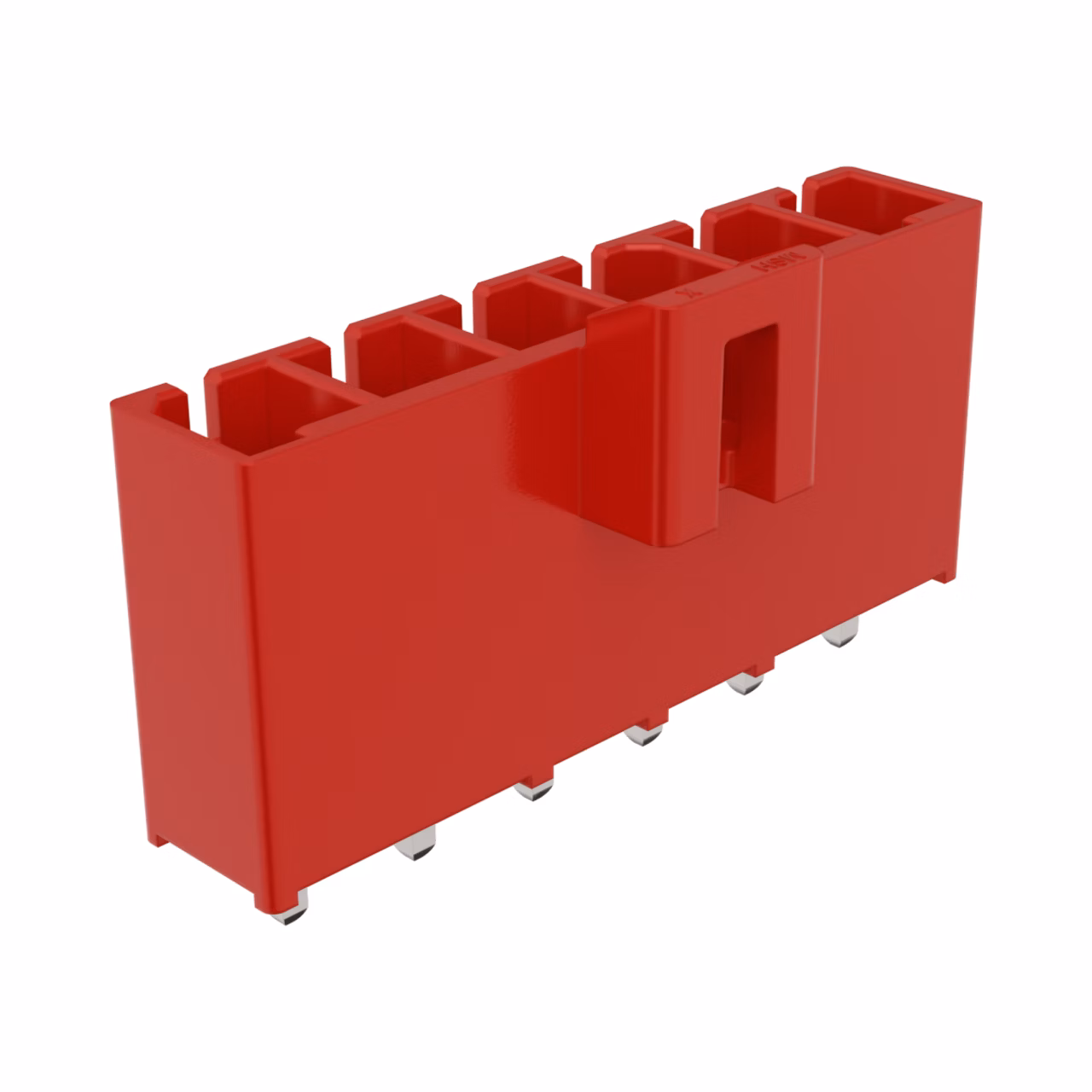 Mega-Fit ColorLock Vertical Header, 5.70mm Pitch, Single Row, 6 Circuits, Matte Tin (Sn) Plating, Glow-Wire Capable, Tray, Red for sale