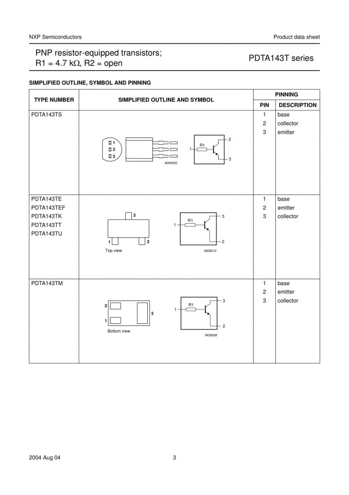 PDTA143T datasheet page 3