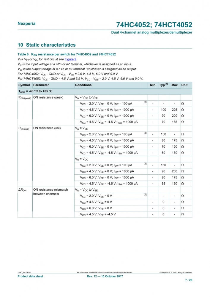 74HC4052 datasheet page 7