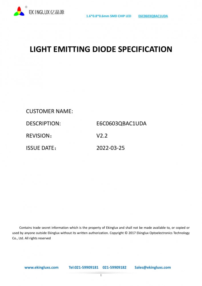 E6C0603QBAC1UDA datasheet page 1