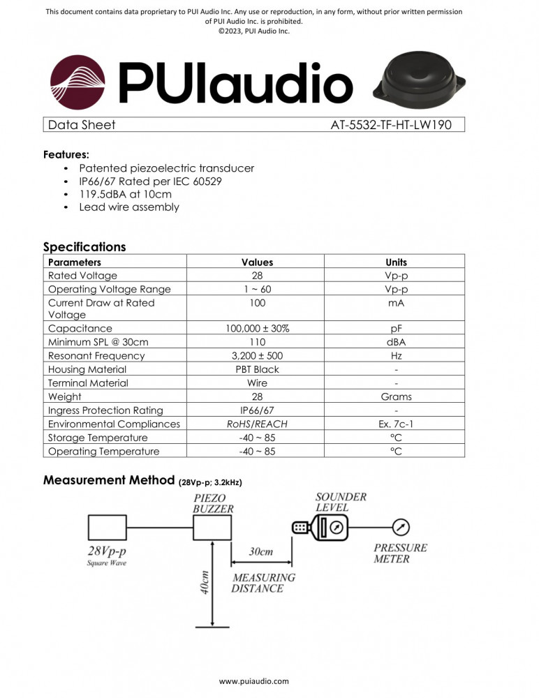 AT-5532-TF-HT-LW190 datasheet page 1