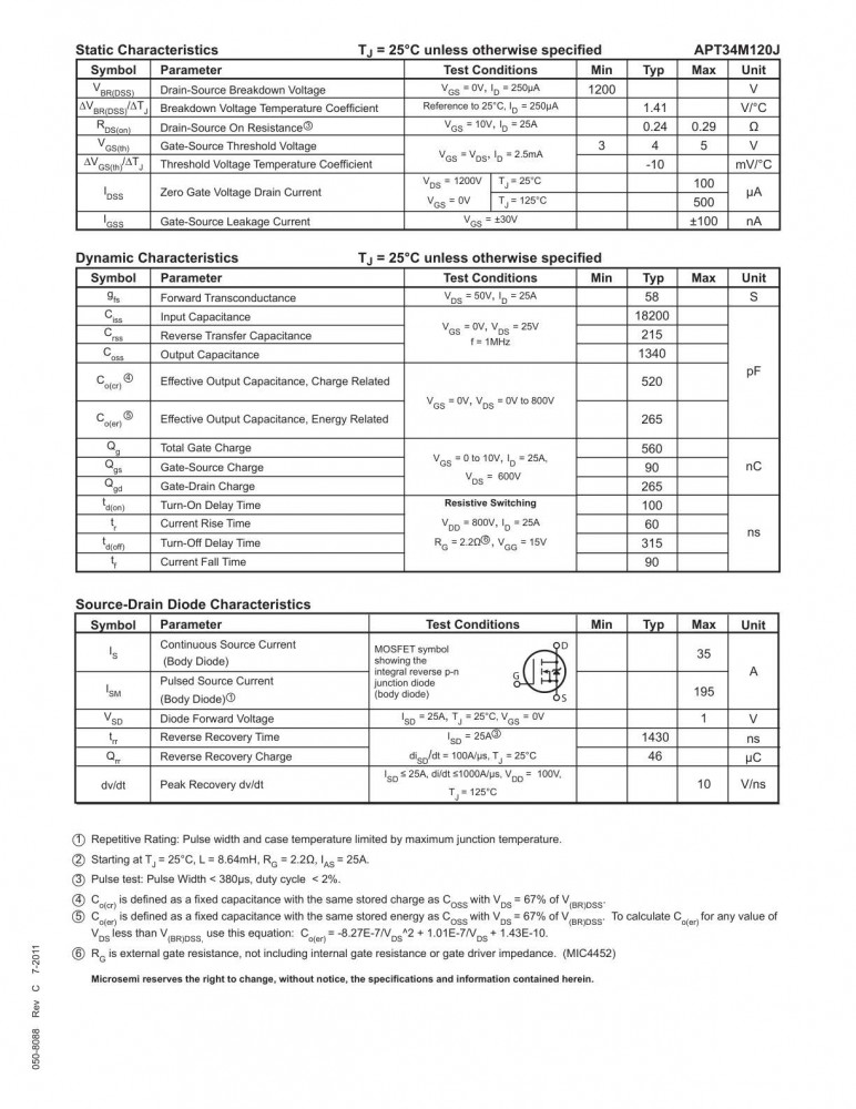 APT34M120J datasheet page 2