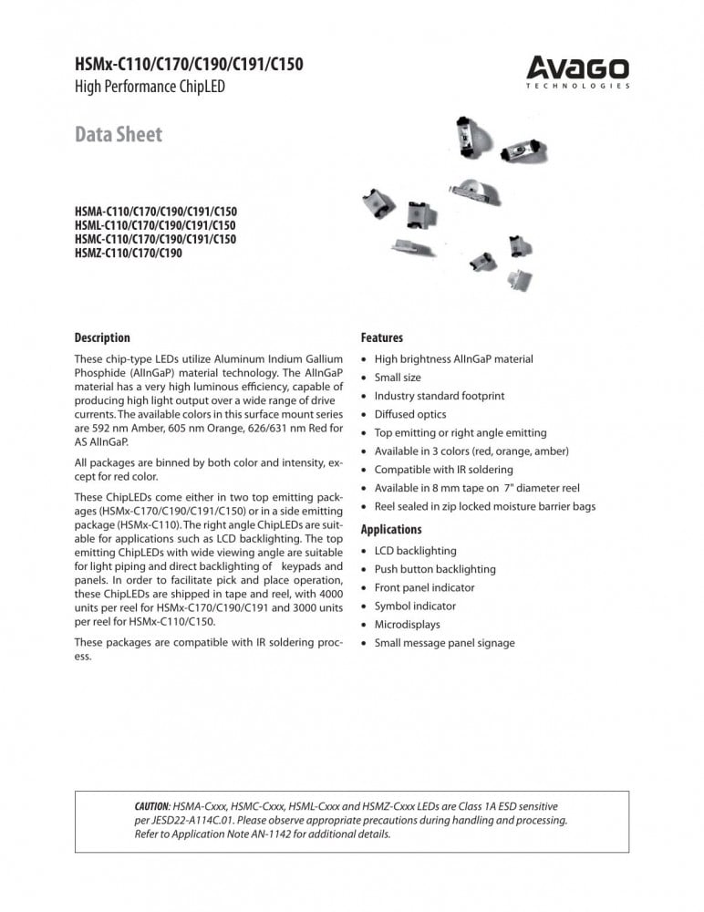 HSMA-C110 datasheet page 1
