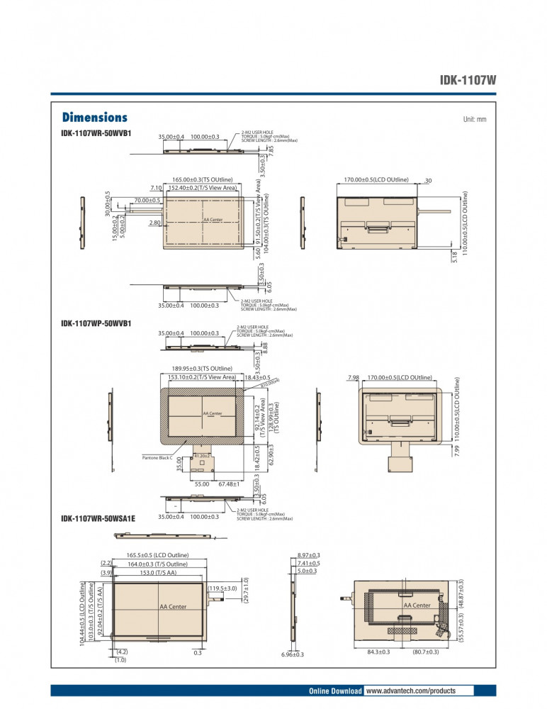 IDK-1107W product document, page 2