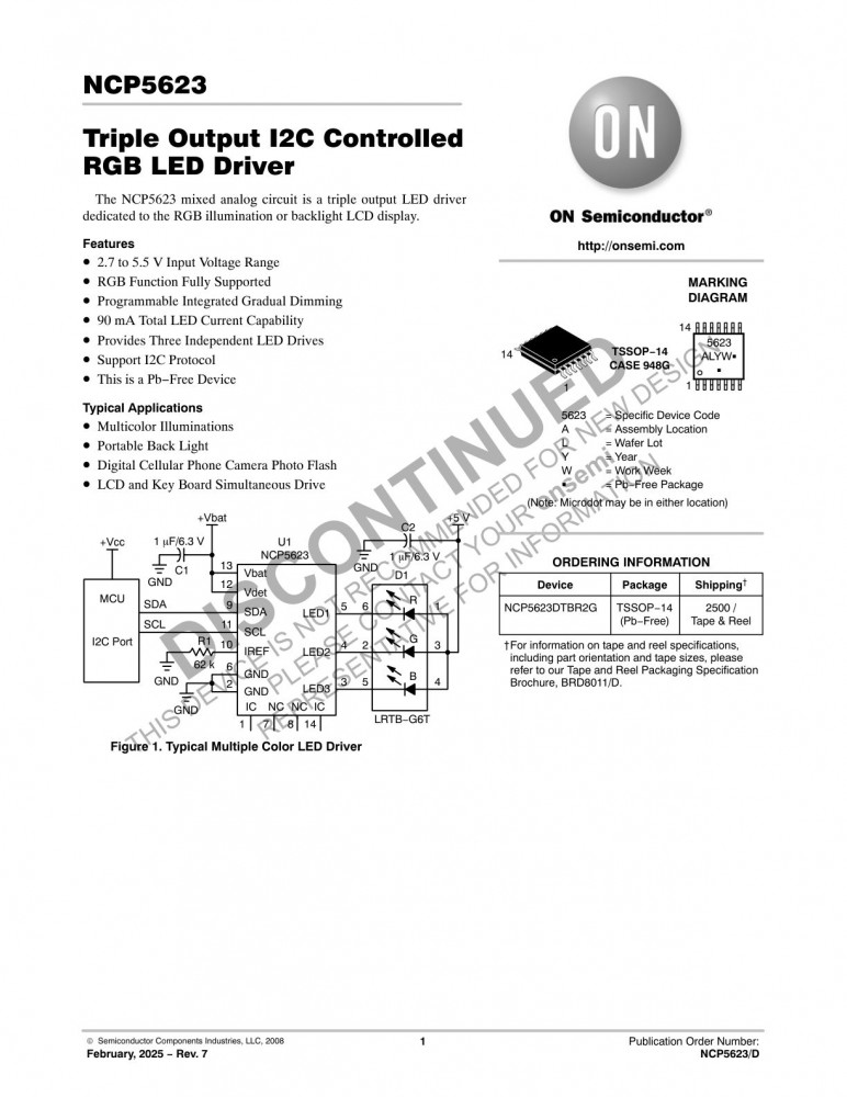 NCP5623 datasheet page 1