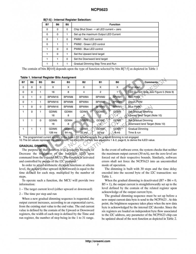 NCP5623 datasheet page 7