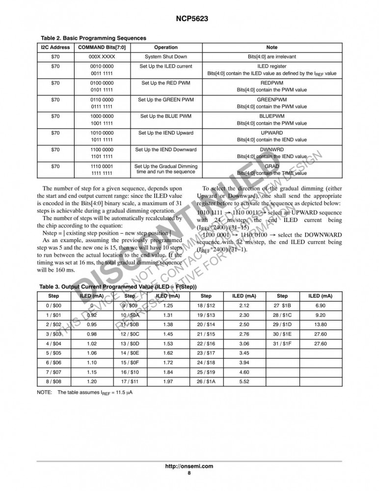 NCP5623 datasheet page 8