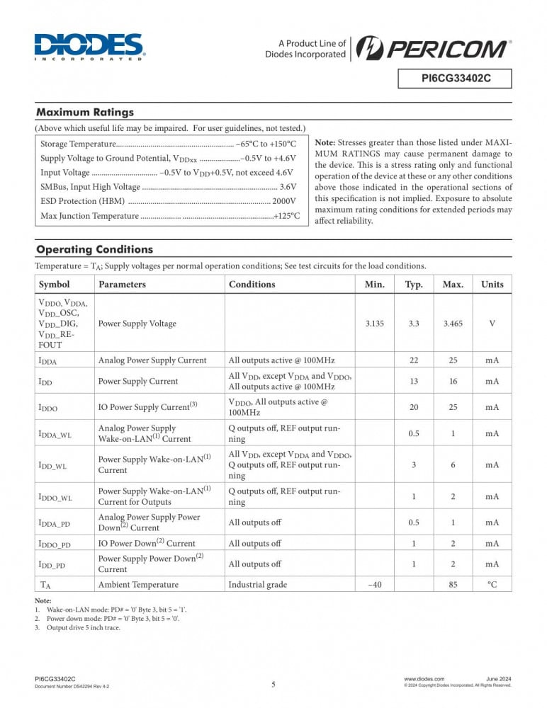 PI6CG33402CZHIEX datasheet page 5