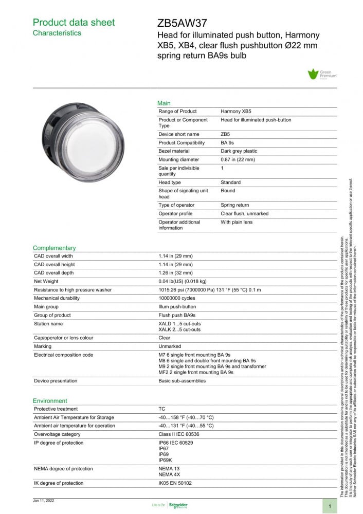 ZB5AW37 technical documentation page 1