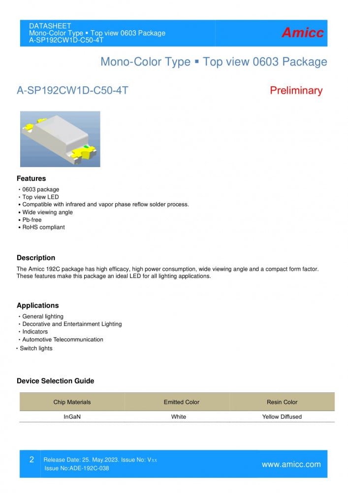 A-SP192CW1D-C50-4T approval sheet page 2