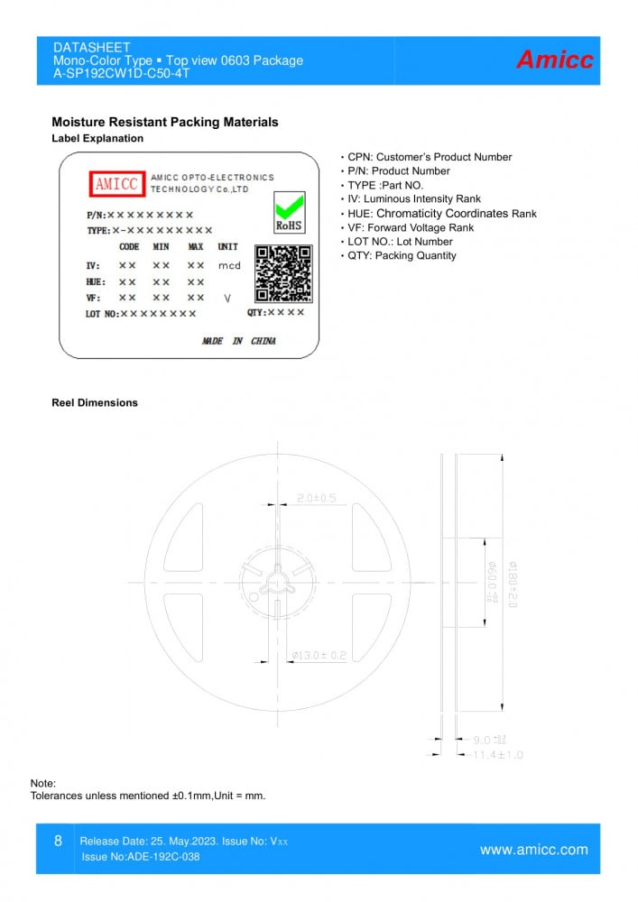 A-SP192CW1D-C50-4T approval sheet page 8