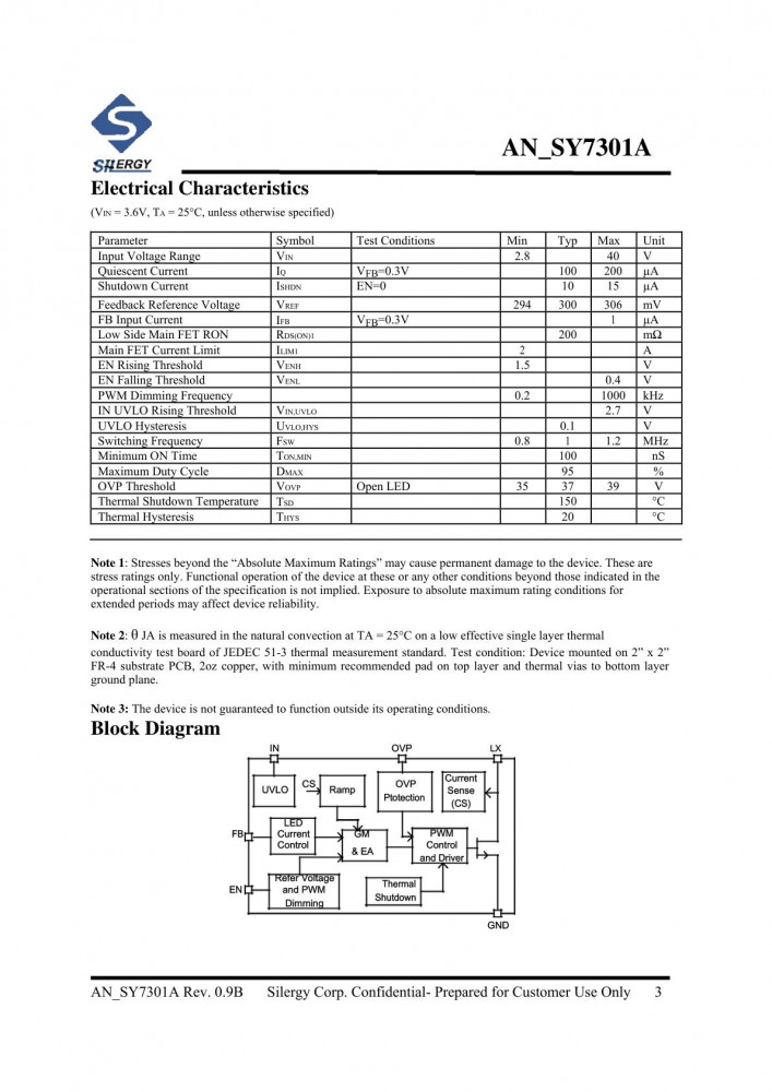 SY7301ADBC datasheet page 3