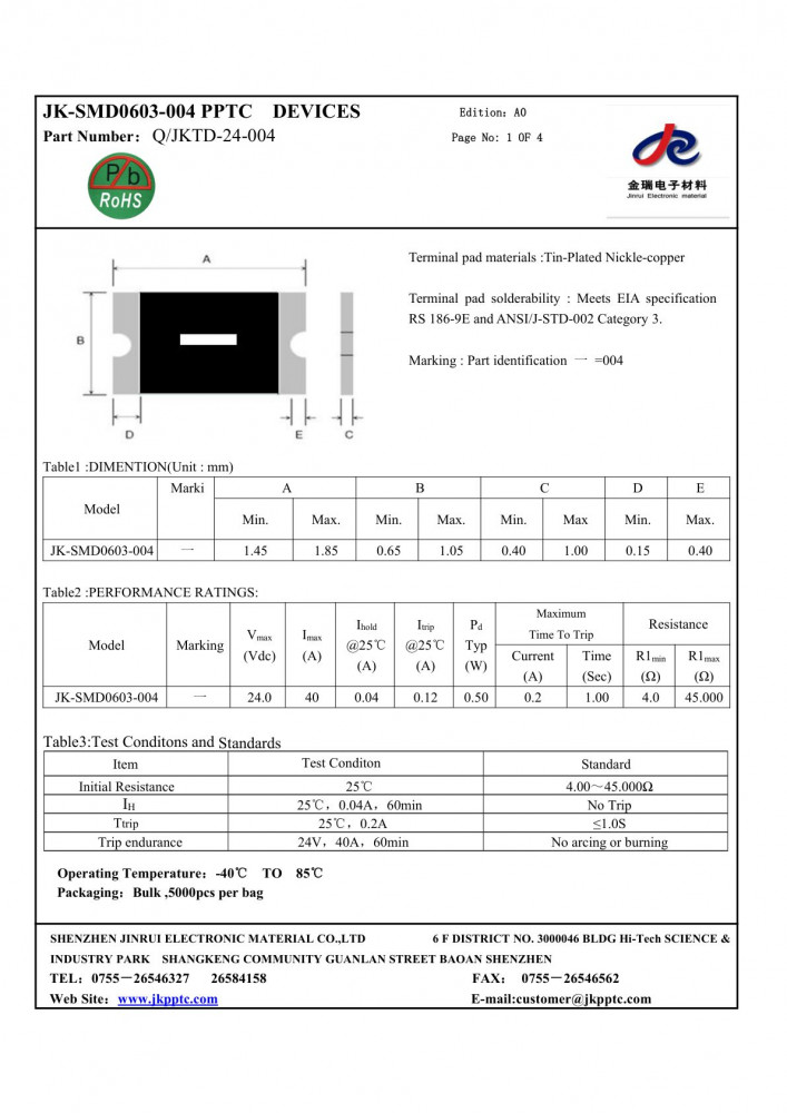 JK-SMD0603-004 datasheet page 1