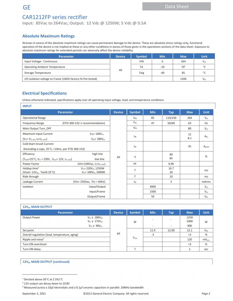 CAR1212FPBC-Z01A datasheet page 2