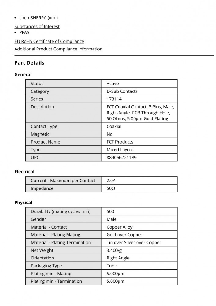 Technical document page 2 for MOLEX 1731140044