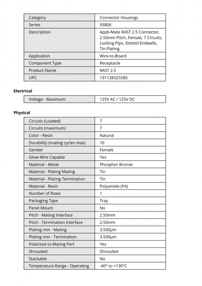 Technical document image 2 for MOLEX 938062005