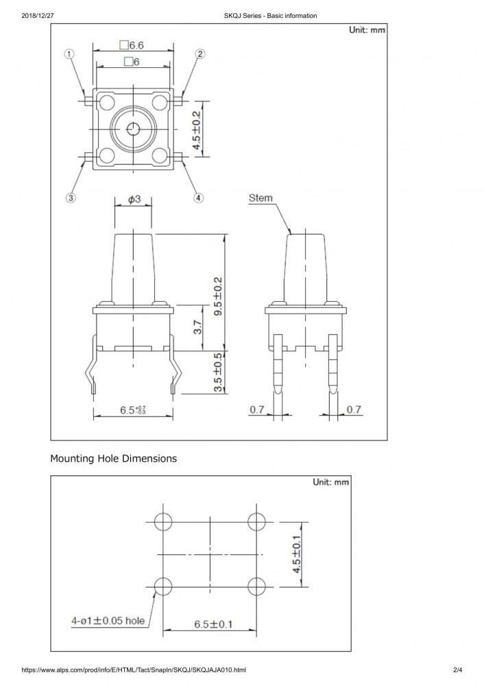 SKQJAJA010 dimensions drawing
