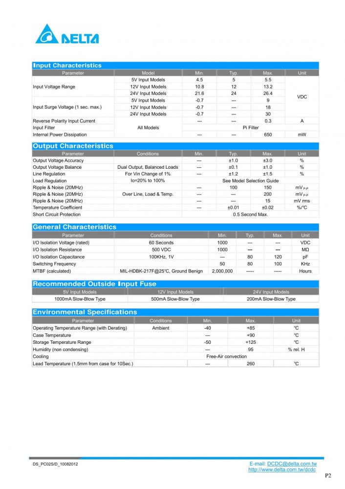 DELTA PC02S2412A datasheet page 2