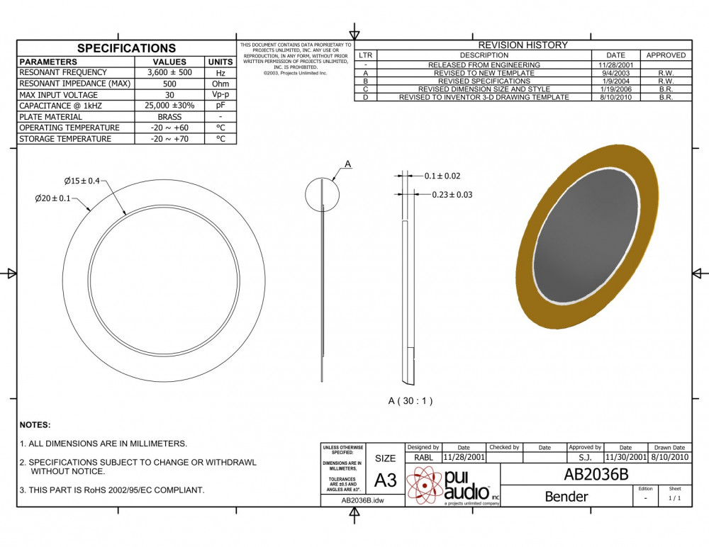 AB2036B product drawing and specification sheet