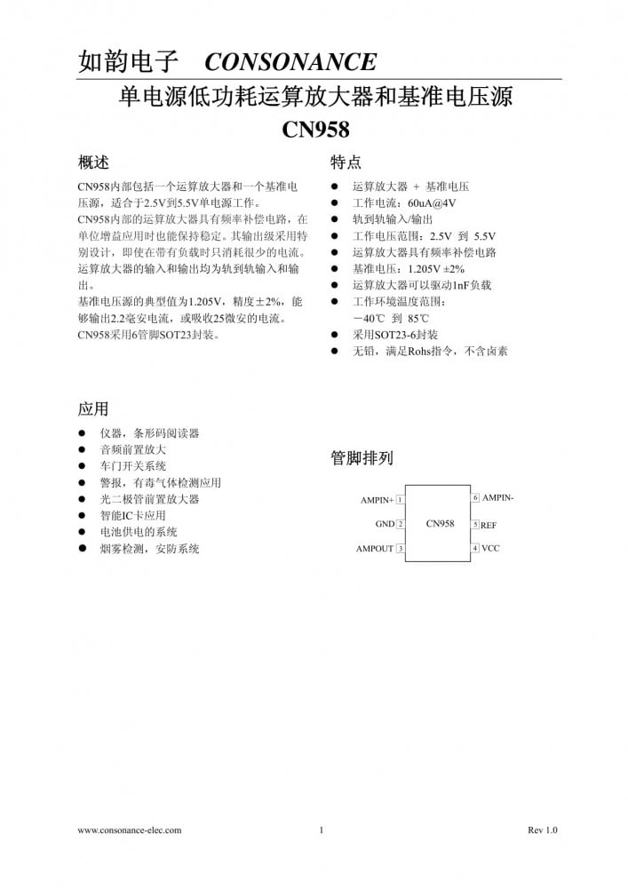 CN958 datasheet page 1